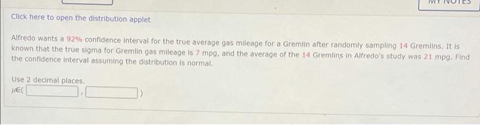 Solved Click here to open the distribution applet Alfredo | Chegg.com