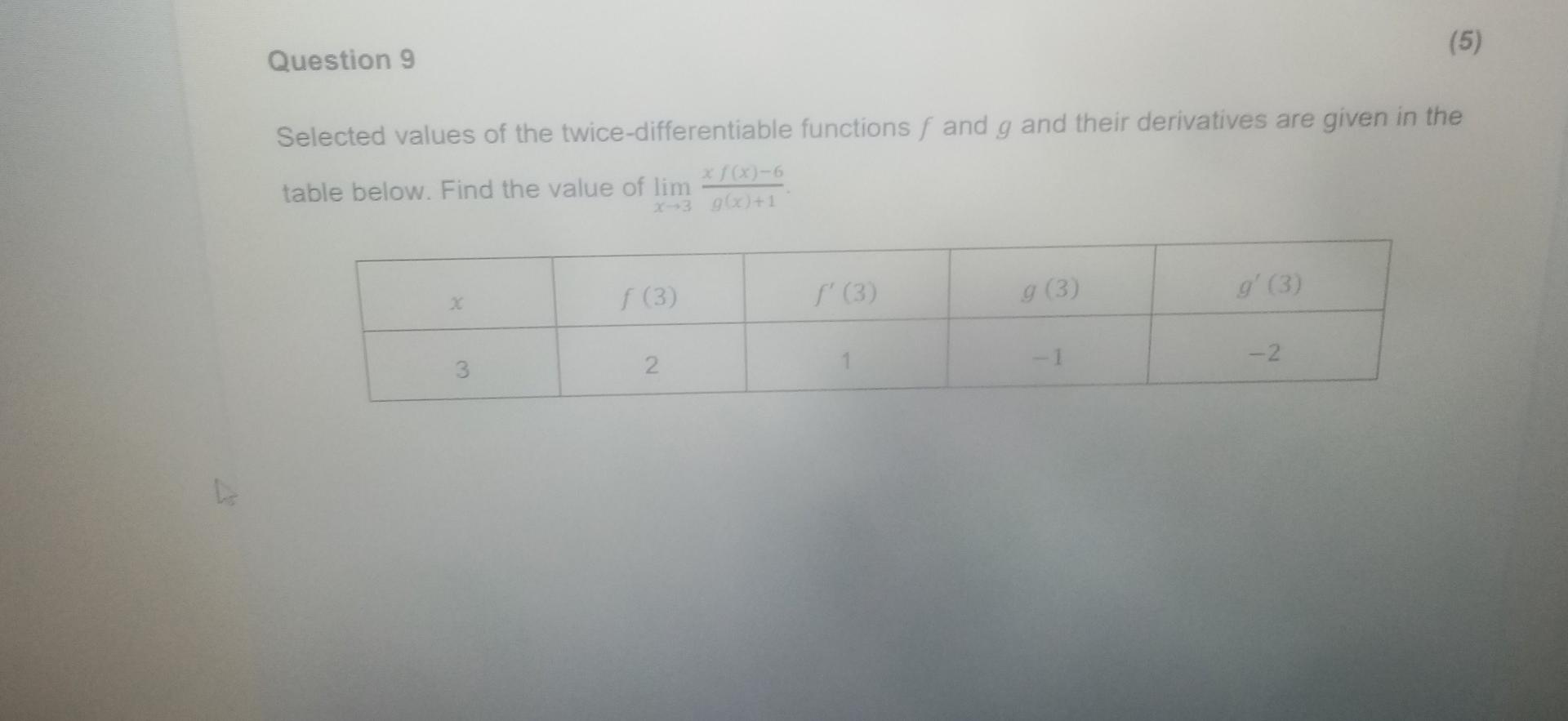 Solved 5 Question 9 Selected Values Of The