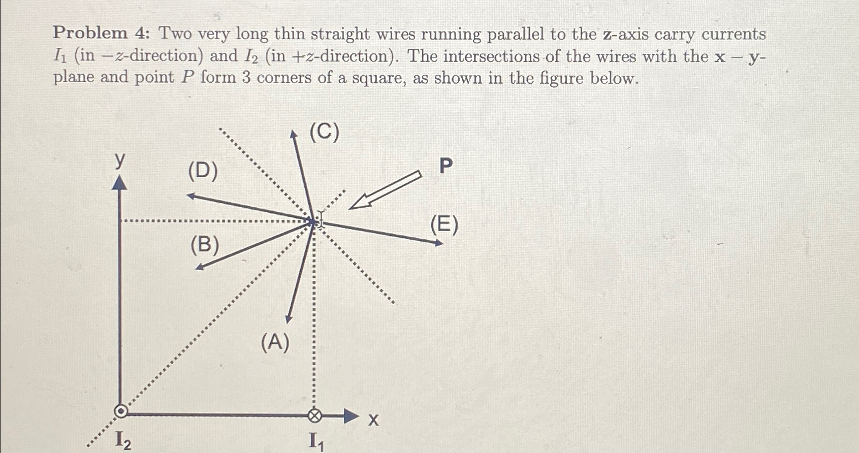 Solved Problem 4: Two very long thin straight wires running | Chegg.com
