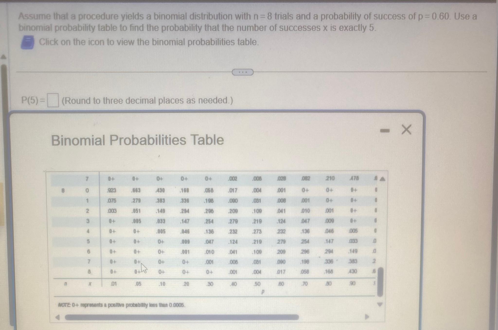 Solved Assume that a procedure yields a binomial | Chegg.com