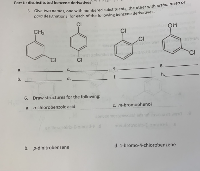 Solved Part II: disubstituted benzene derivatives 5. Give | Chegg.com