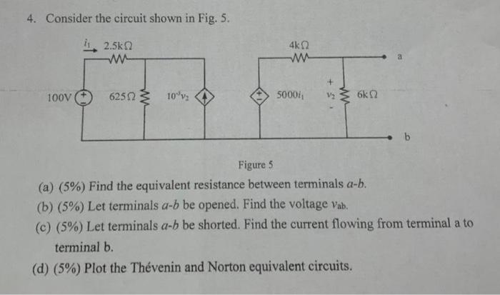 Solved 4. Consider the circuit shown in Fig. 5. Figure 5 (a) | Chegg.com