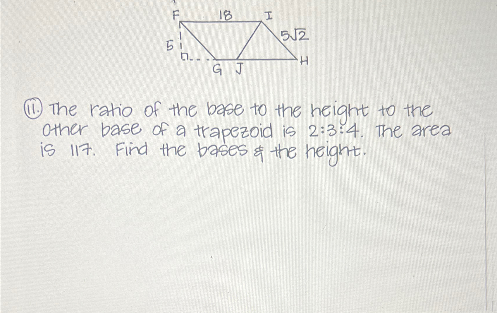 Solved (11.) ﻿The ratio of the base to the height to the | Chegg.com