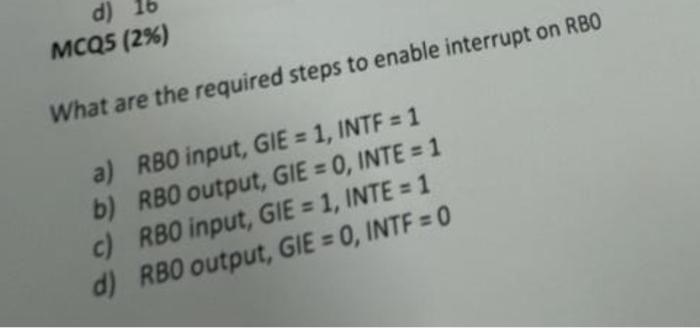 What are the required steps to enable interrupt on | Chegg.com