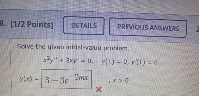 Solved 8. [1/2 Points] DETAILS PREVIOUS ANSWERS Solve the | Chegg.com