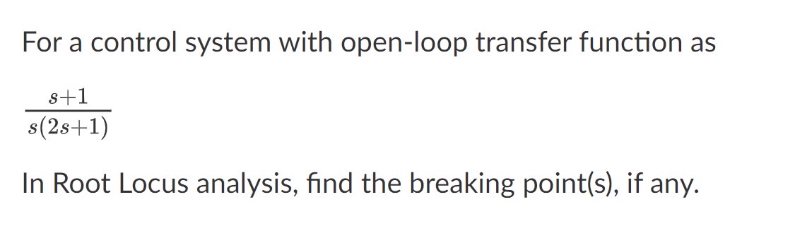 Solved For a control system with open-loop transfer function | Chegg.com