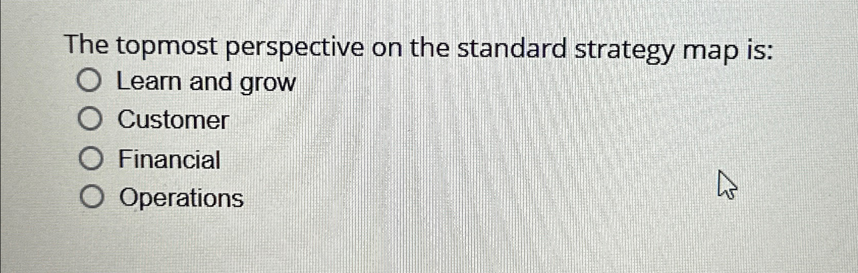 Solved The topmost perspective on the standard strategy map | Chegg.com