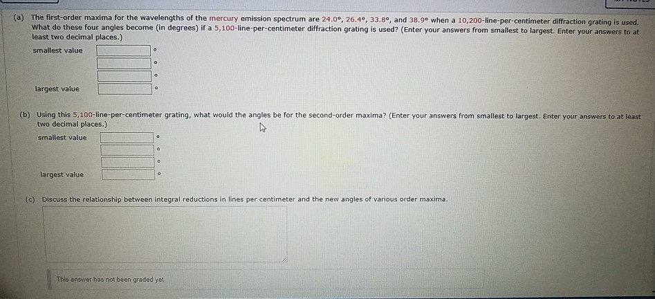 Solved (a) The first-order maxima for the wavelengths of the | Chegg.com