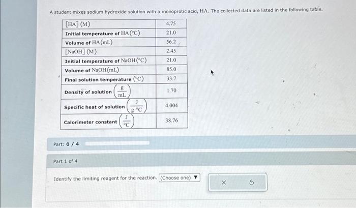 Solved A student mixes sodium hydroxide solution with a | Chegg.com