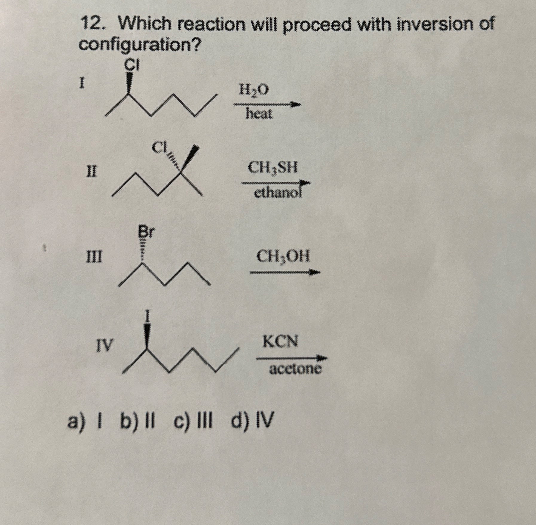 Solved Which reaction will proceed with inversion of | Chegg.com