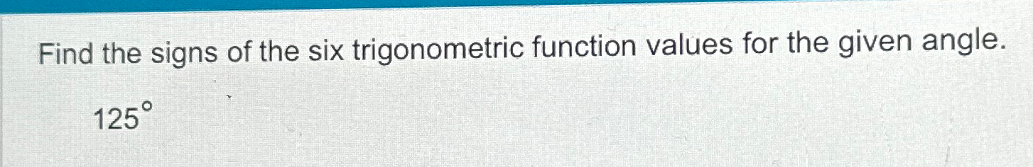 Solved Find the signs of the six trigonometric function | Chegg.com