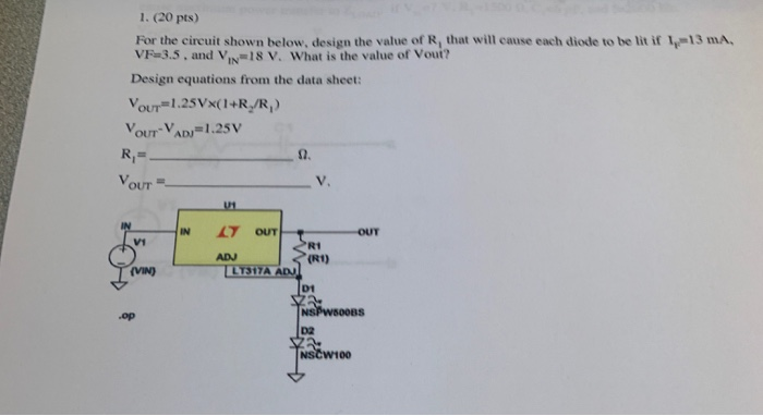 Solved 1. (20 pts) For the circuit shown below, design the | Chegg.com