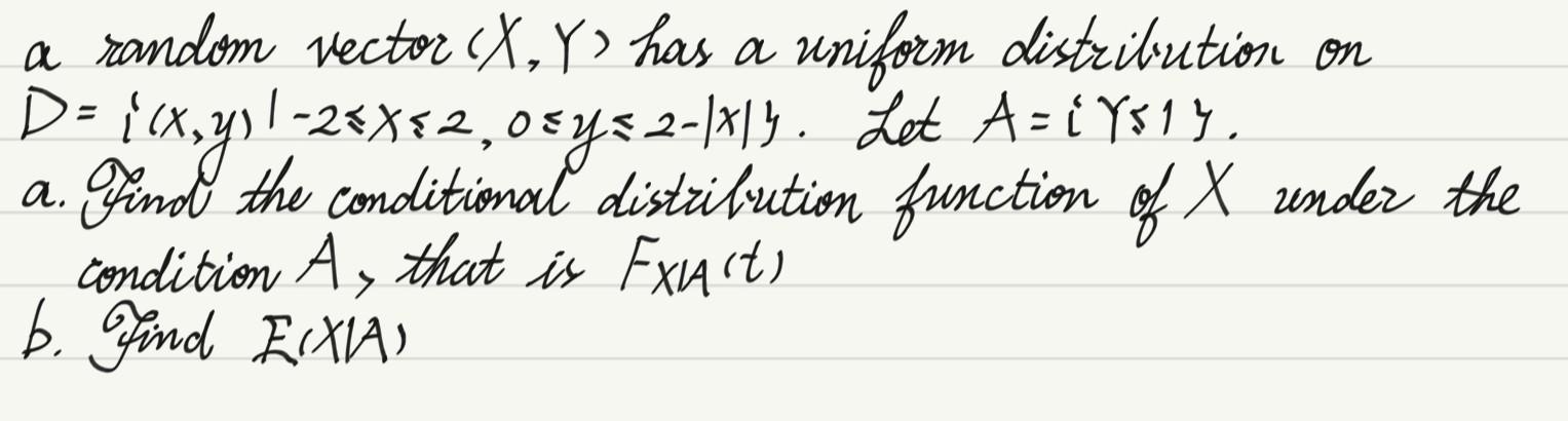 Solved a random vector (X,Y) has a uniform distrilution on | Chegg.com