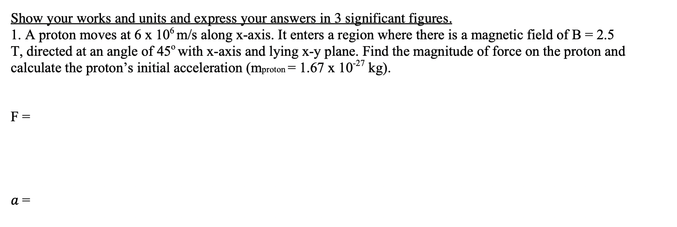 Solved Show your works and units and express your answers in | Chegg.com