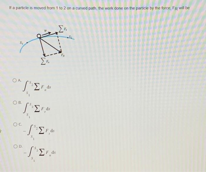 Solved If a particle is moved from 1 to 2 on a curved path, | Chegg.com