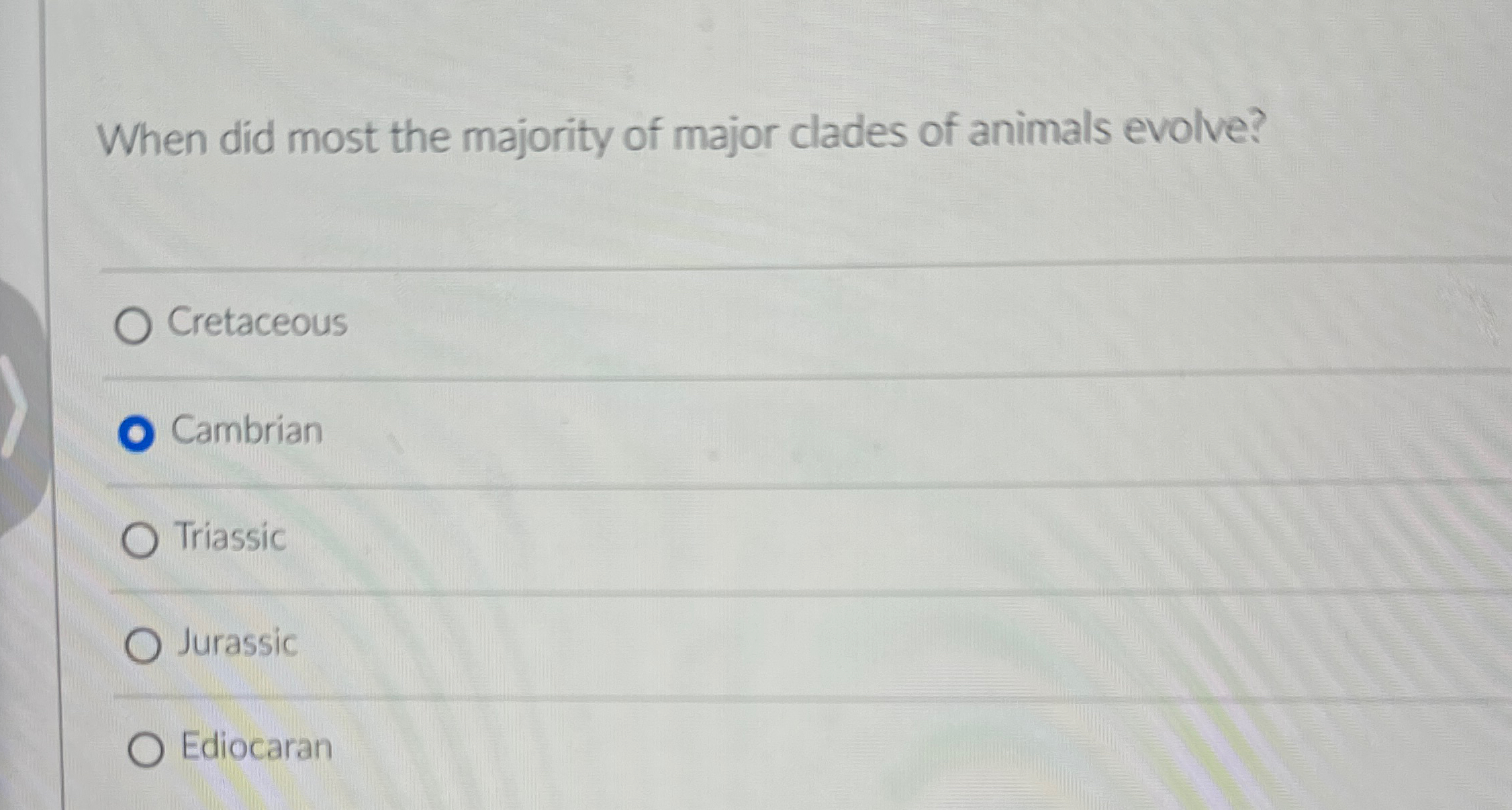 Solved When did most the majority of major clades of animals | Chegg.com