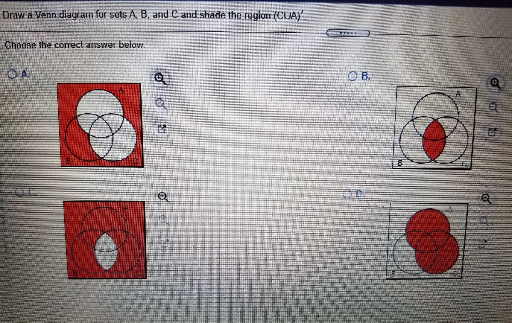 Solved Draw a Venn diagram for sets A, B, and C and shade | Chegg.com