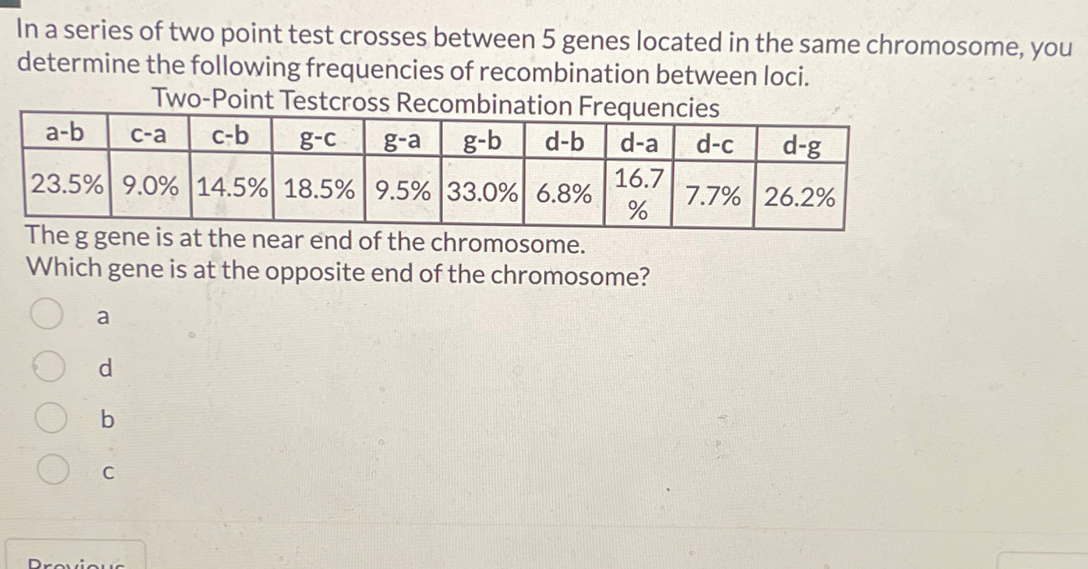 Solved In a series of two point test crosses between 5 | Chegg.com