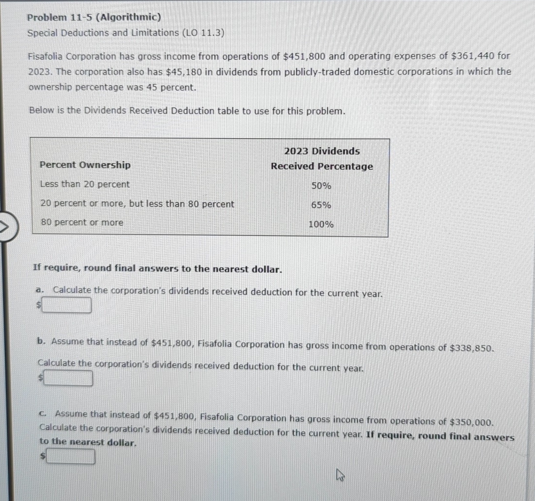 Solved Problem 11-5 (Algorithmic)Special Deductions and | Chegg.com
