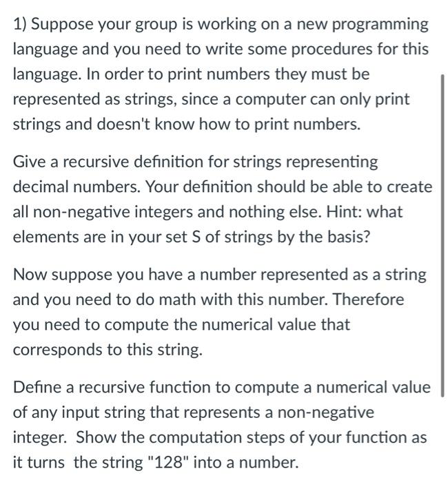 Solved 1 Suppose Your Group Is Working On A New Programming 