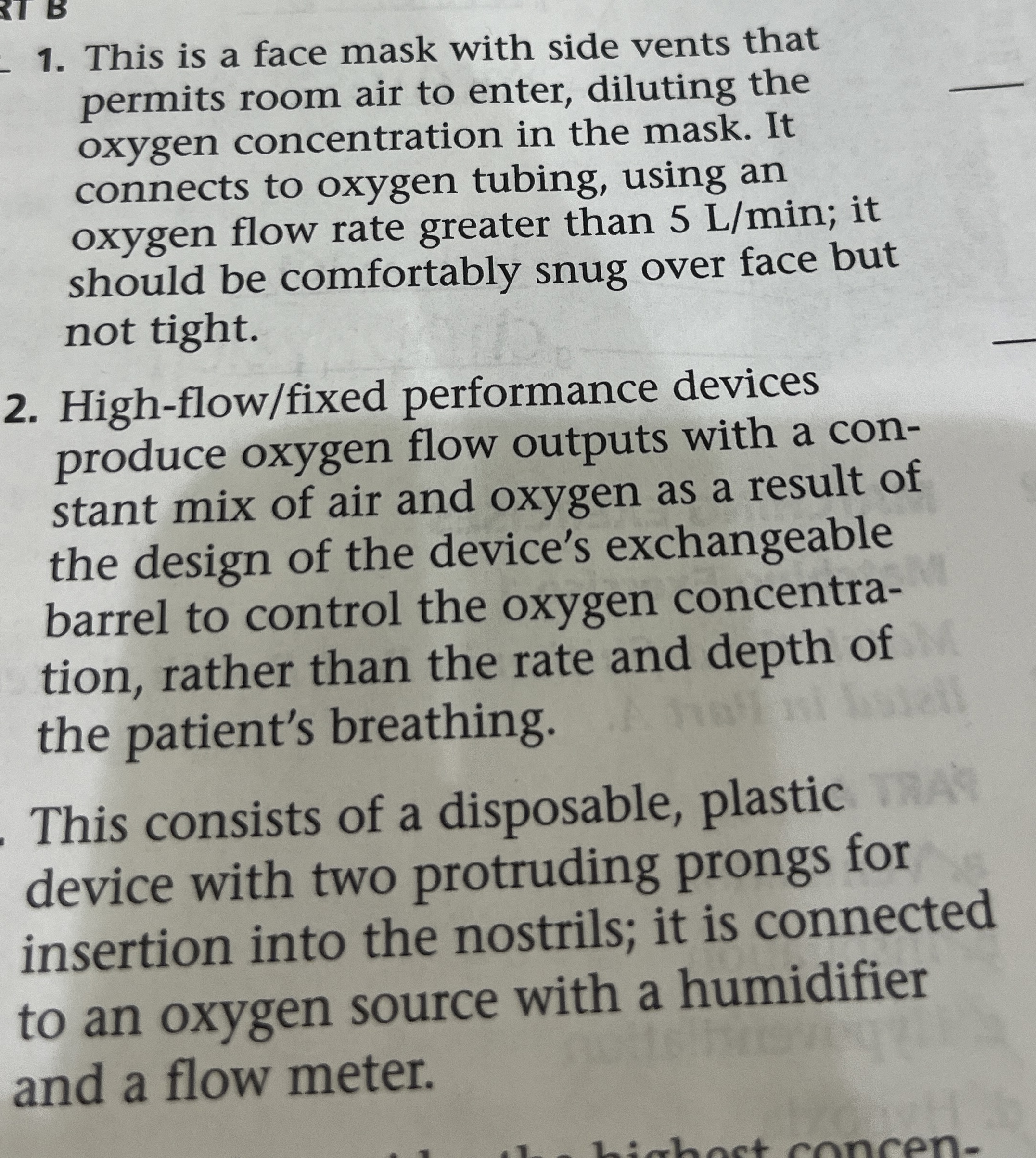 Solved This is a face mask with side vents that permits room | Chegg.com