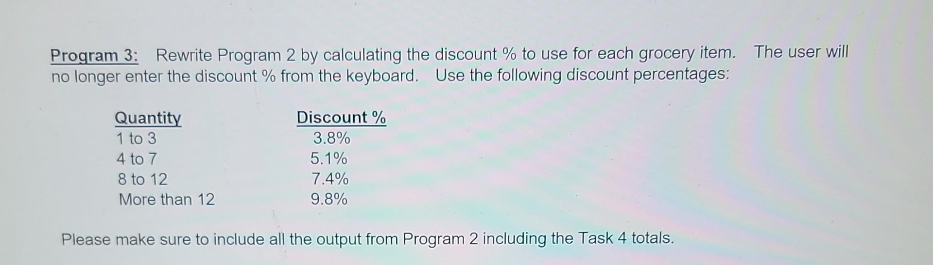 Solved Program 6: Rewrite Program 3 using appropriate | Chegg.com