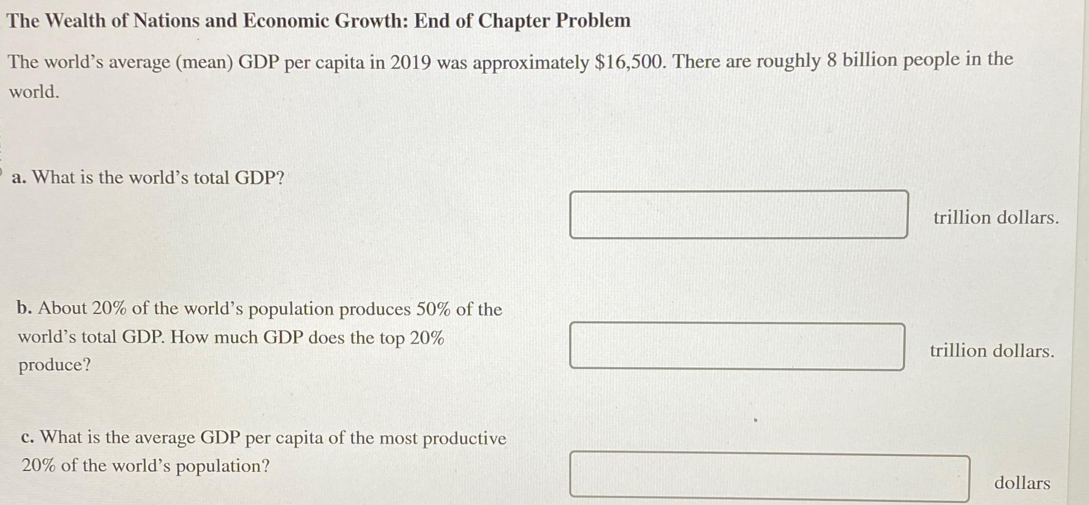 Solved The Wealth of Nations and Economic Growth: End of | Chegg.com