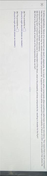 Solved Component Is Part Of A Triple Modular Redundancy B