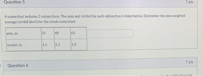 Solved A watershed includes 3 subsections. The area and | Chegg.com