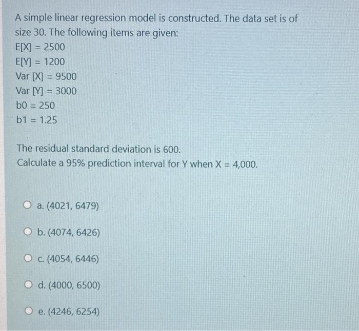 Solved A simple linear regression model is constructed. The | Chegg.com