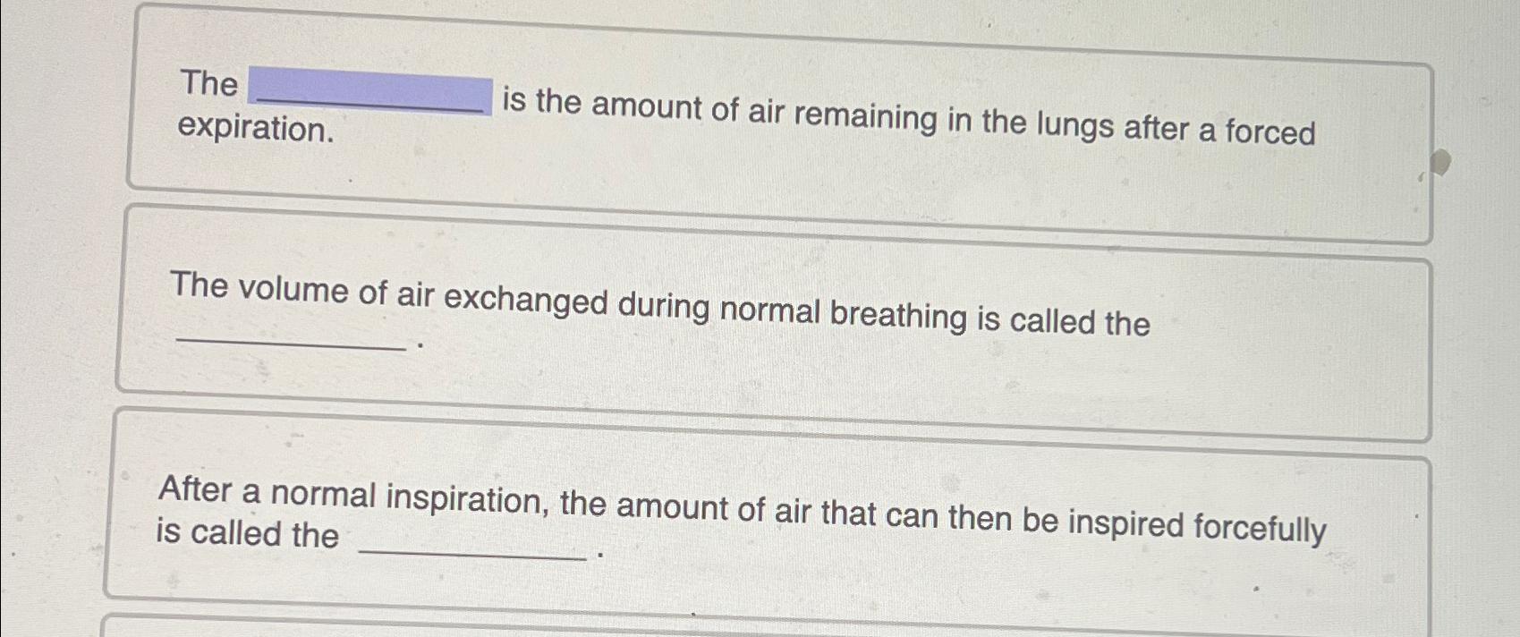 Solved The expiration. is the amount of air remaining in the | Chegg.com