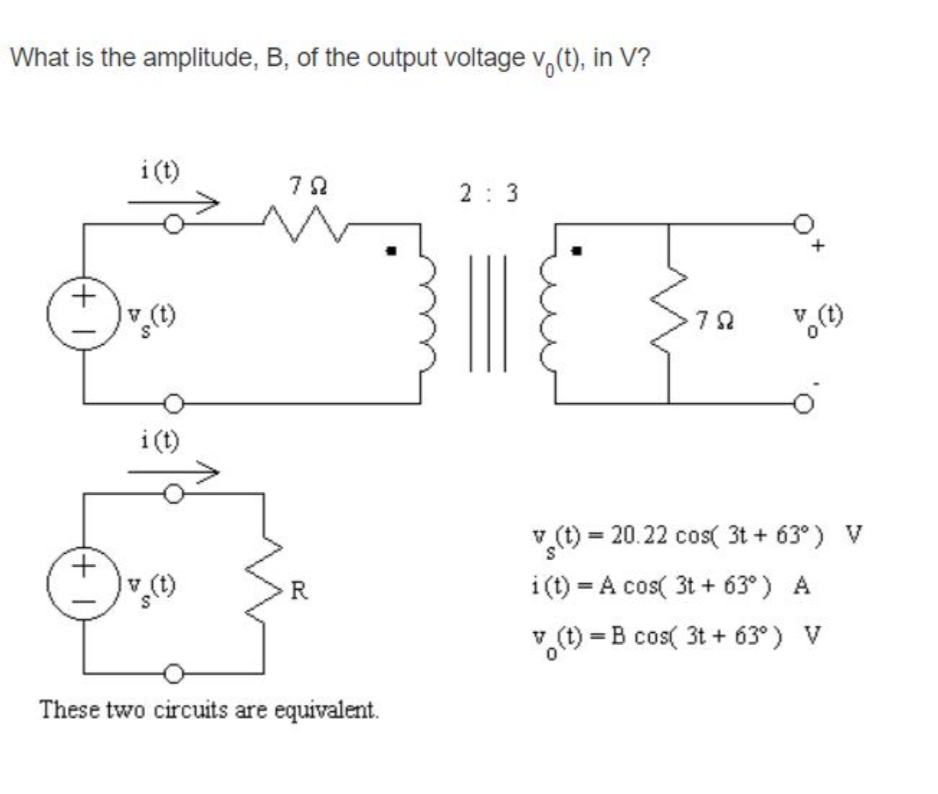 Solved What is the amplitude, B , ﻿of the output voltage | Chegg.com