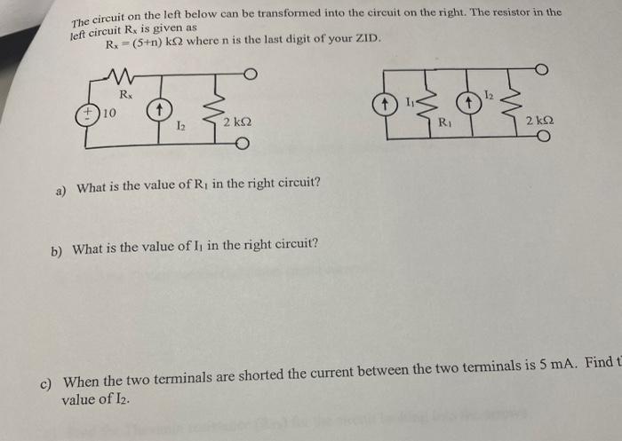 Solved The circuit on the left below can be transformed into | Chegg.com