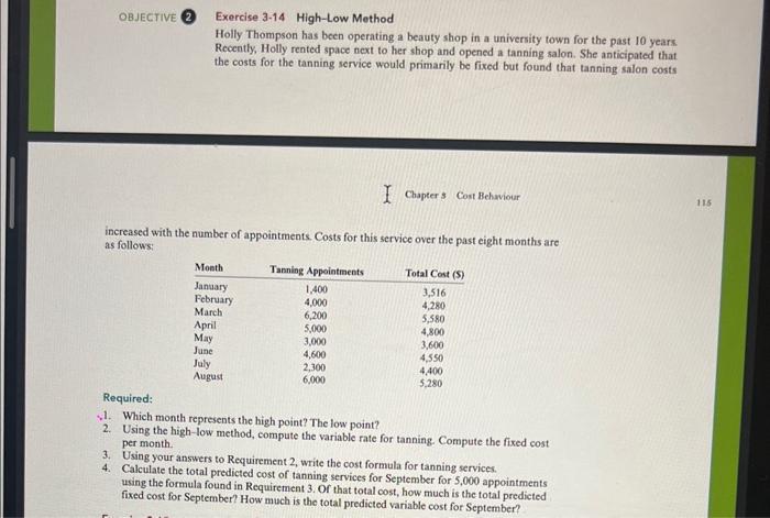 Solved OBJECTIVE (2) Exercise 3-14 High-Low Method Holly | Chegg.com