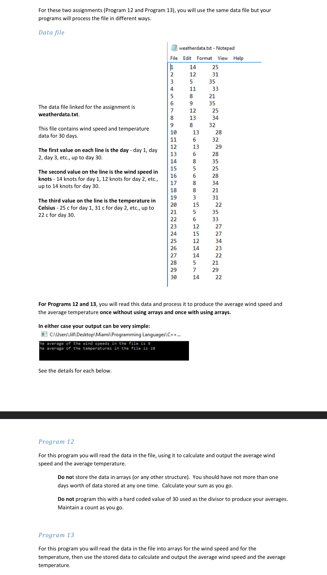 Solved Steps for For these two assignments (Program 12 ﻿and | Chegg.com