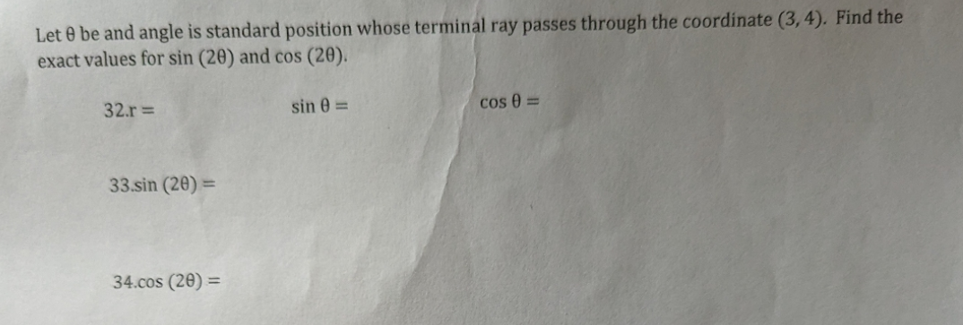 Solved Let θ ﻿be and angle is standard position whose | Chegg.com