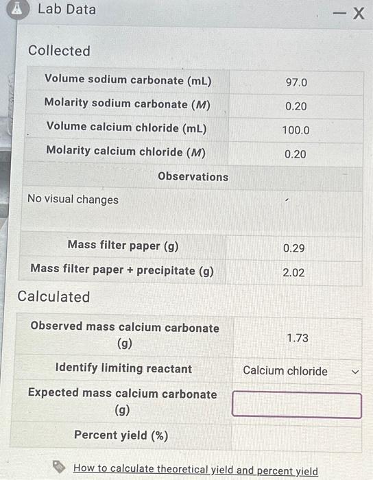 Solved Lab Data Collected Volume sodium carbonate (mL) | Chegg.com