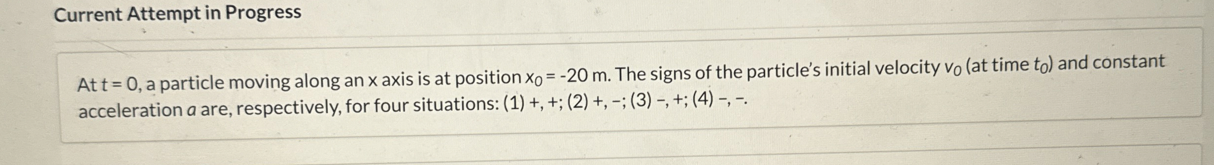 Solved Current Attempt in ProgressAt t=0, ﻿a particle moving | Chegg.com