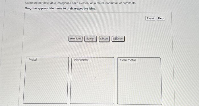 Solved Using the periodic table, categorize each element as | Chegg.com