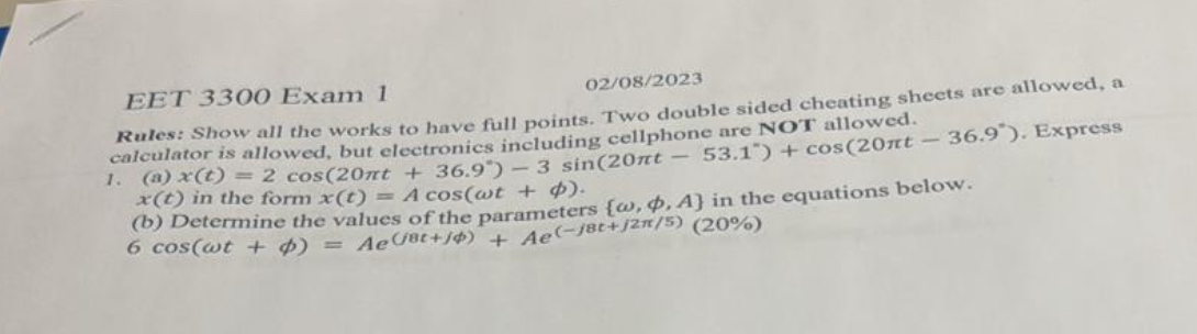 Solved EET 3300 ﻿Exam 10208?2023Rules: Show all the works to | Chegg.com