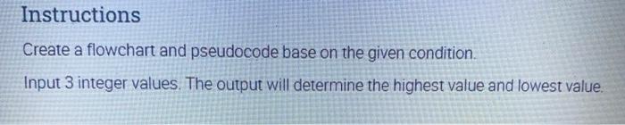 Solved Instructions Create A Flowchart And Pseudocode Base