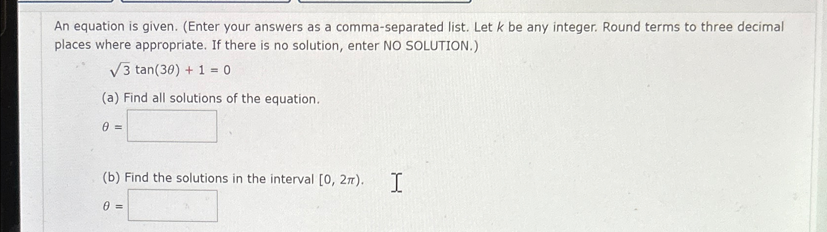 Solved An equation is given. (Enter your answers as a | Chegg.com