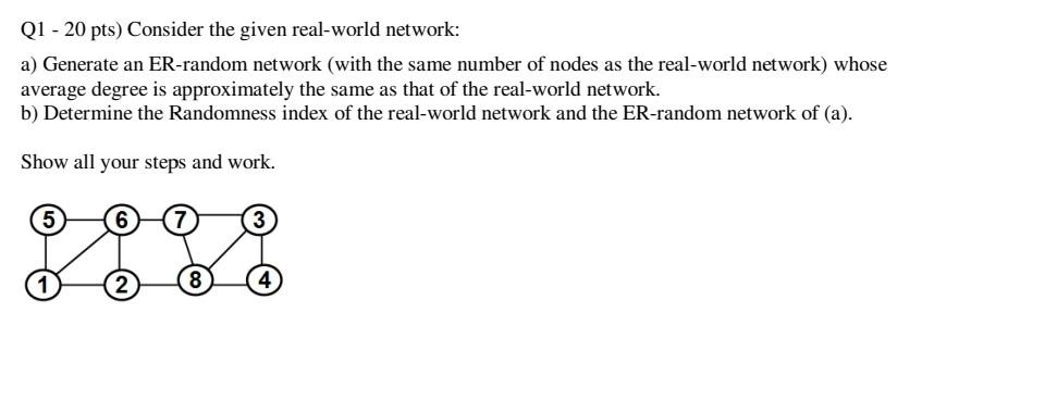 Solved Q1 20 Pts Consider The Given Real World Network 