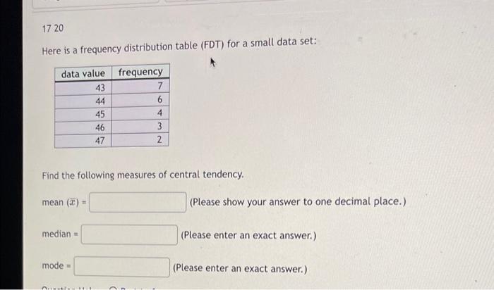 Solved Here is a frequency distribution table (FDT) for a | Chegg.com
