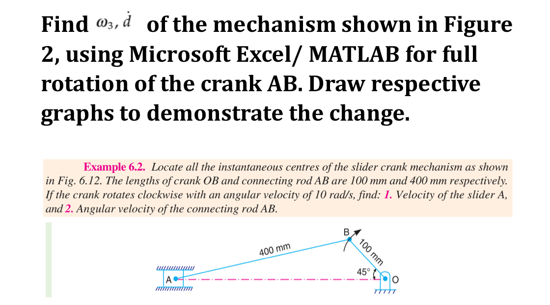 Solved Find ω3,d˙ ﻿of the mechanism shown in Figure2, ﻿using | Chegg.com