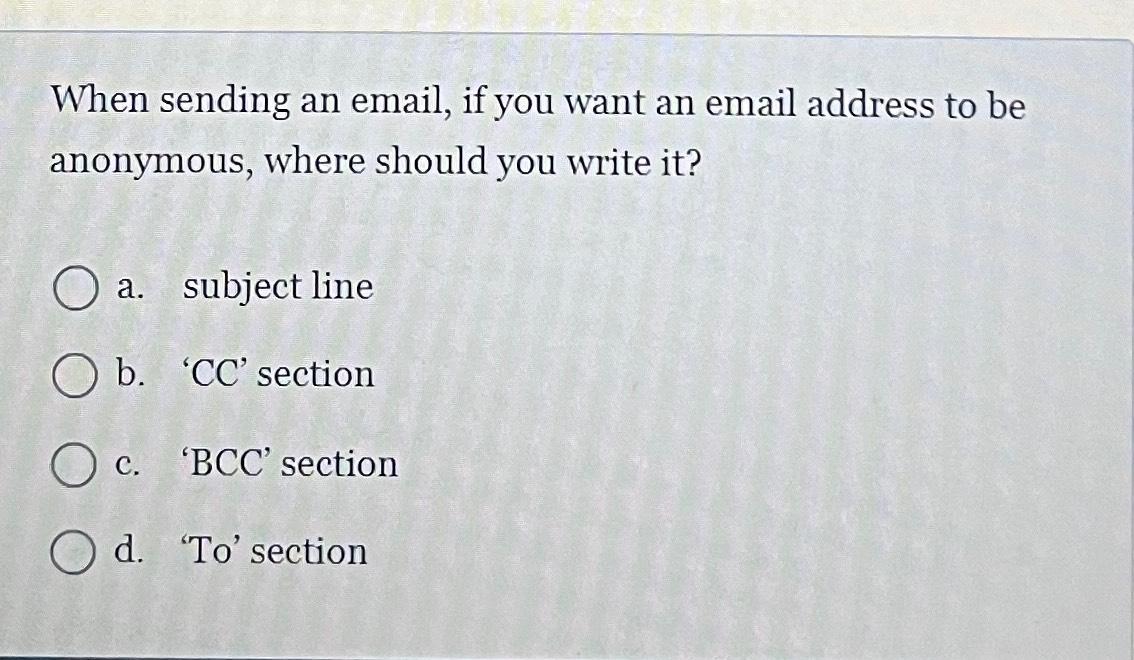 Solved When sending an email, if you want an email address | Chegg.com