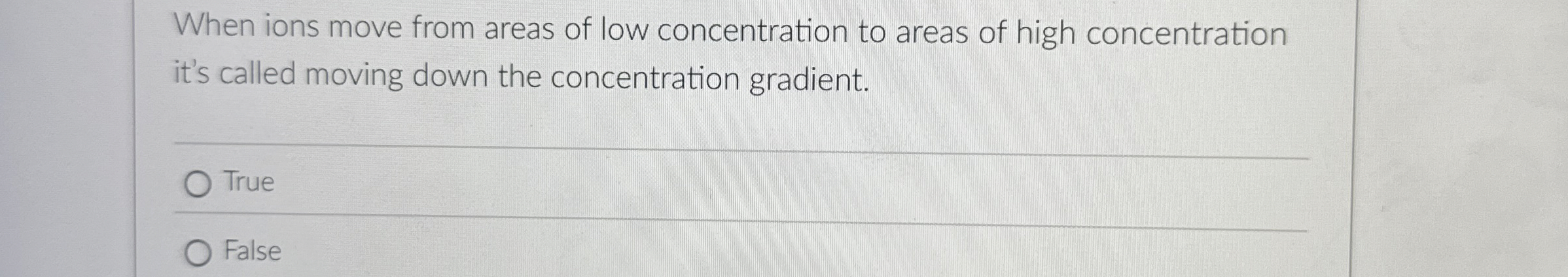 Solved When ions move from areas of low concentration to | Chegg.com