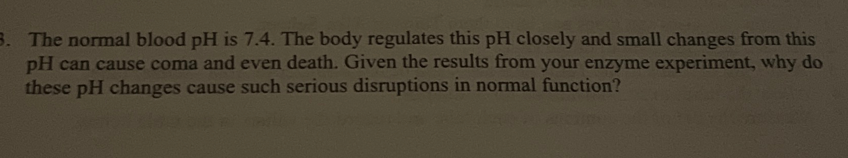 Solved The normal blood pH ﻿is 7.4. ﻿The body regulates this | Chegg.com