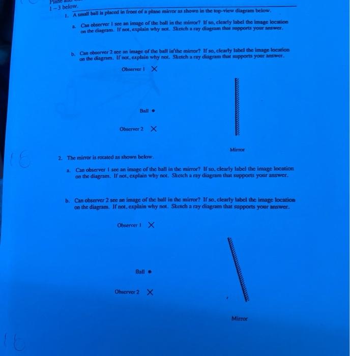 Solved 1-3 below. A small ball is placed in front of a plane | Chegg.com