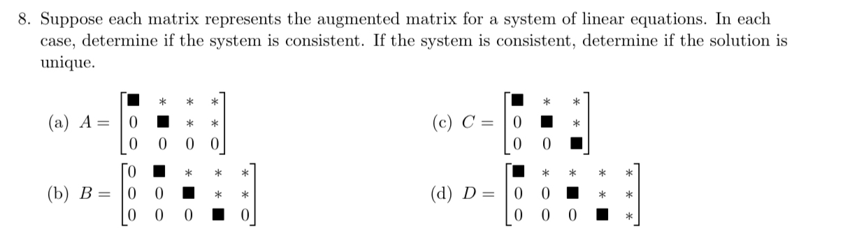 Solved Suppose each matrix represents the augmented matrix | Chegg.com